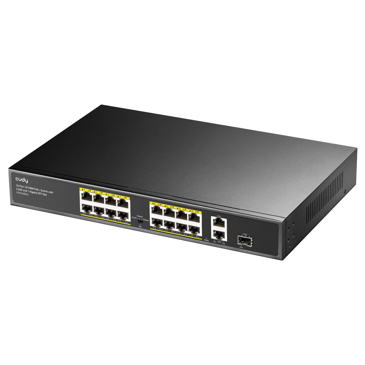 16-Port 10/100M PoE + Switch with 1Gbit Uplink + 1Gbit Combo SFP Port ...